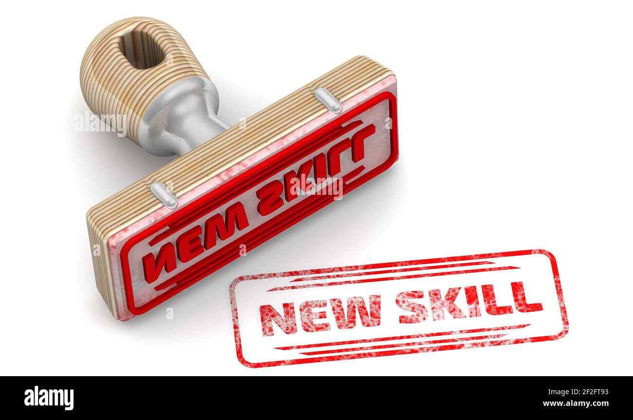 New skill. The stamp and an imprint. Wooden stamp and red imprint NEW ...