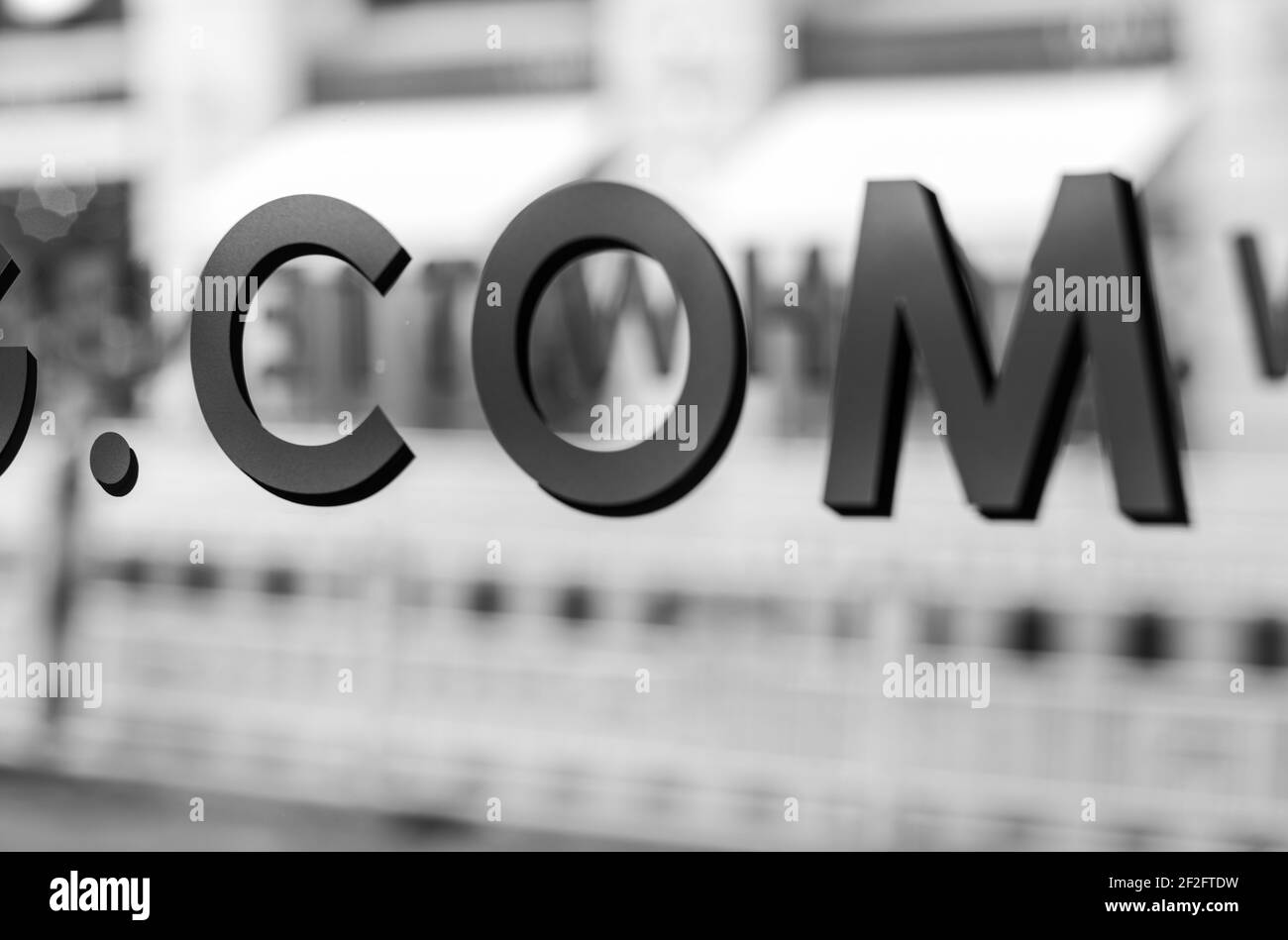 Black and white, typo on the shop window Stock Photo - Alamy