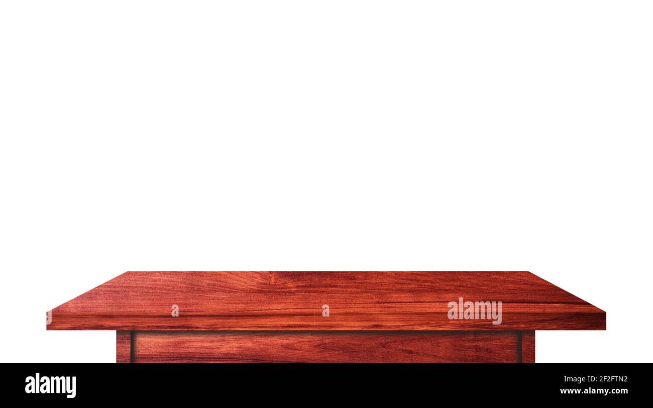 Dark wooden table top isolated on white background for your product ...