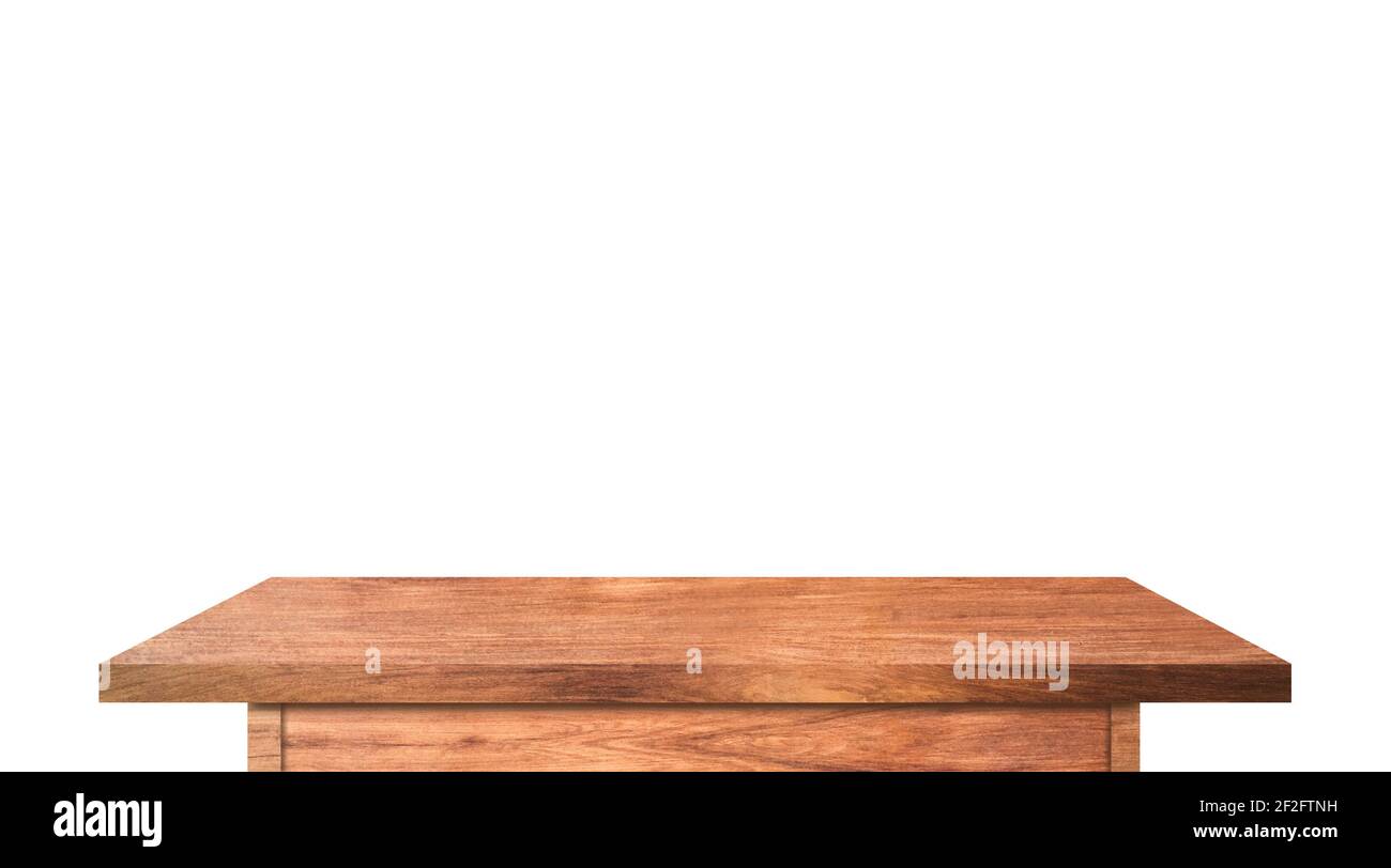 Dark wooden table top isolated on white background for your product ...
