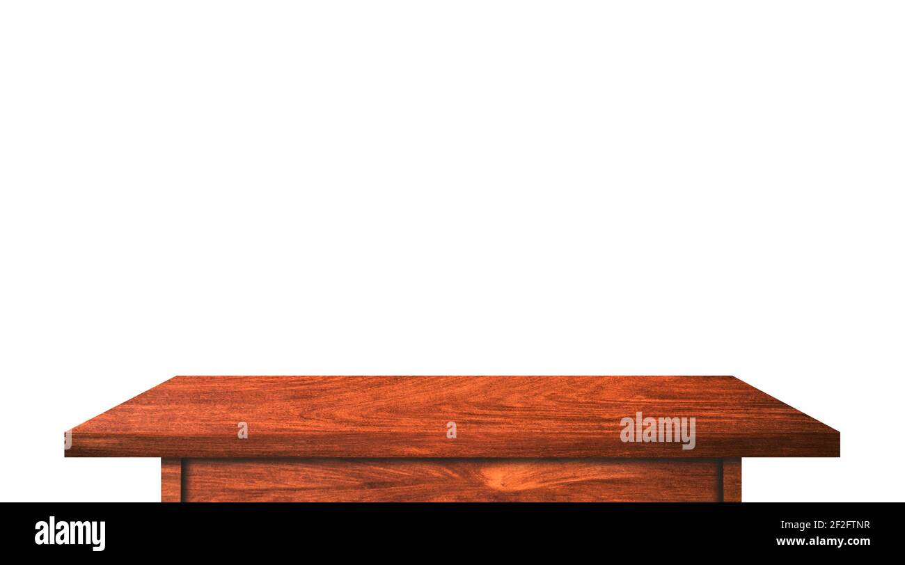 Dark wooden table top isolated on white background for your product ...
