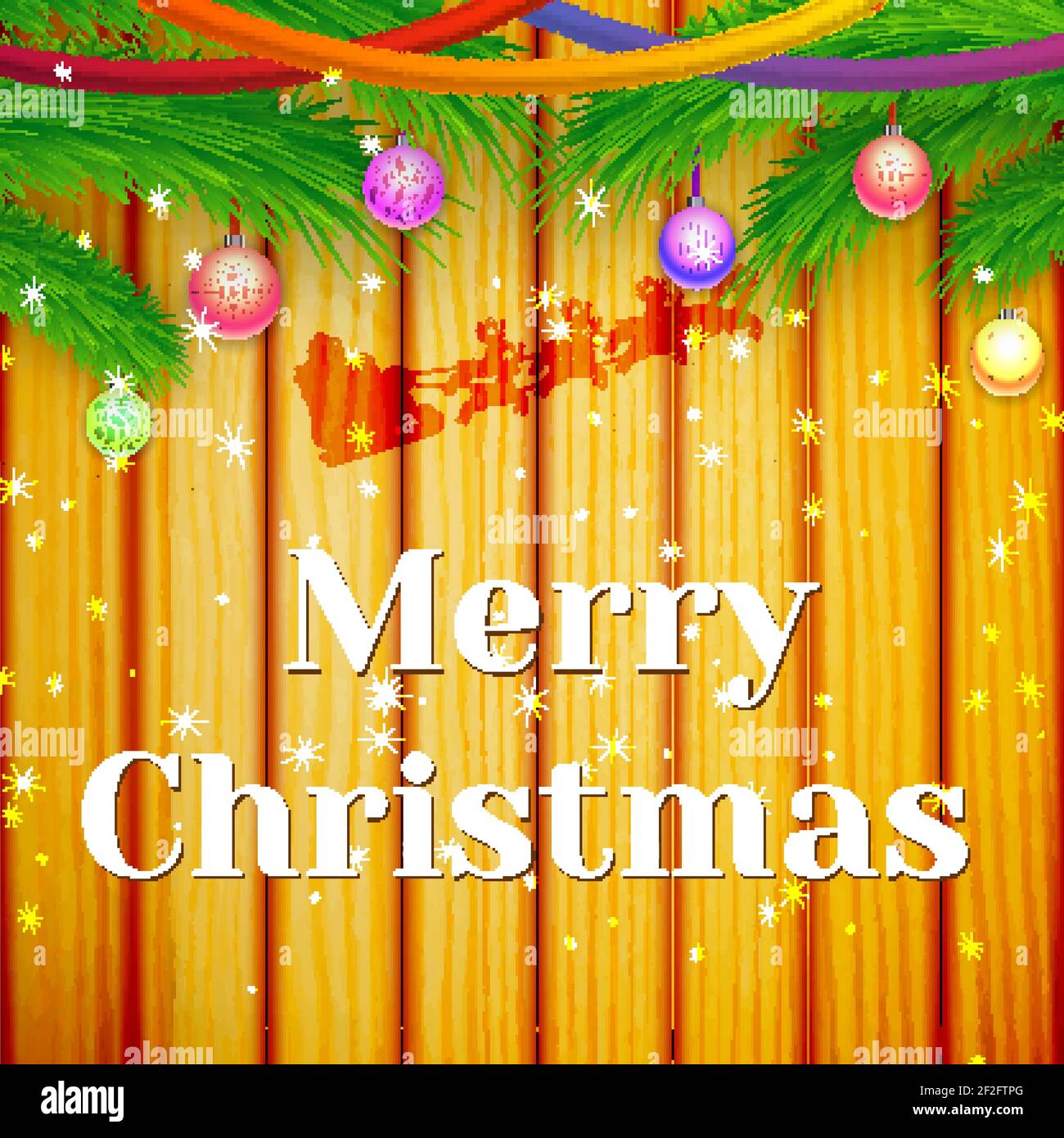 Winter celebrating poster with green fir branches colorful ribbons ...