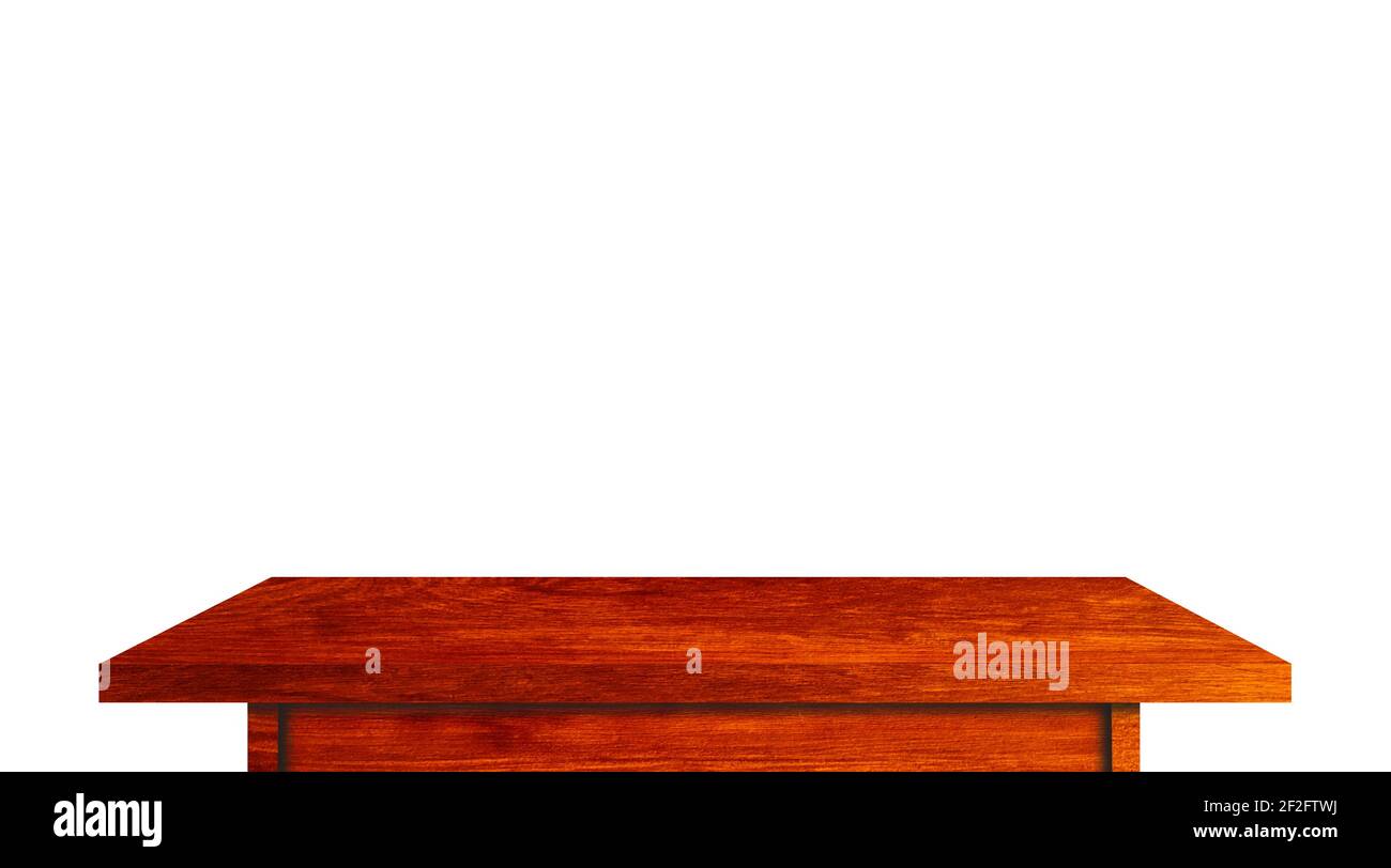 Dark wooden table top isolated on white background for your product ...