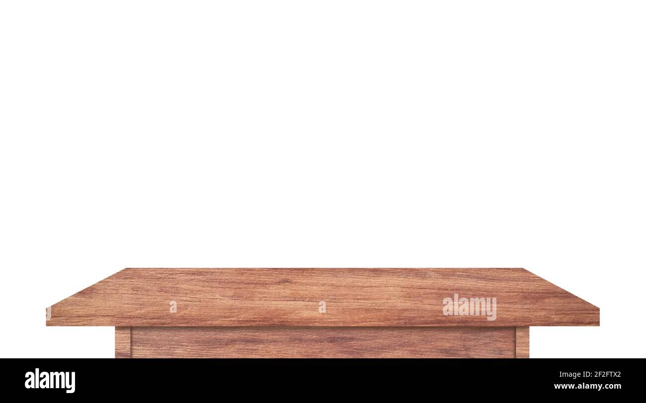 Dark wooden table top isolated on white background for your product ...