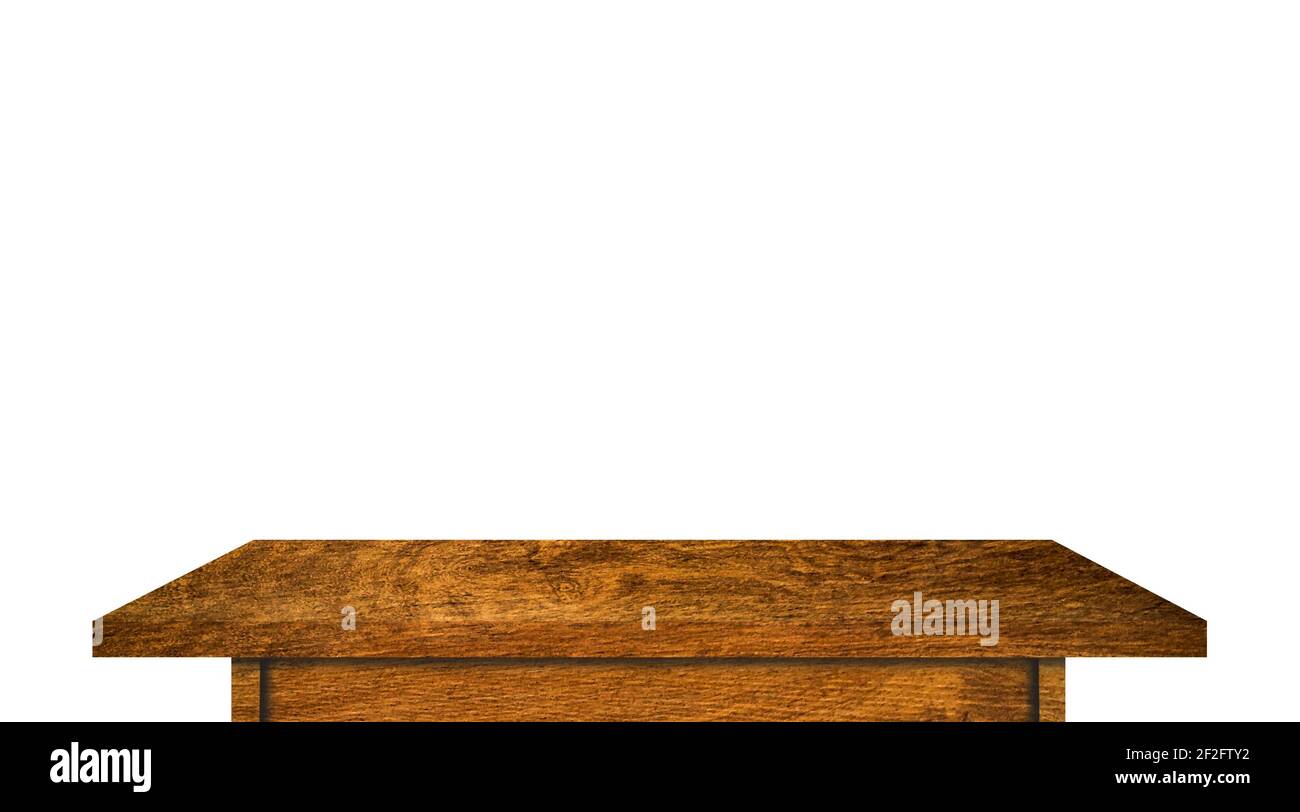 Dark wooden table top isolated on white background for your product ...