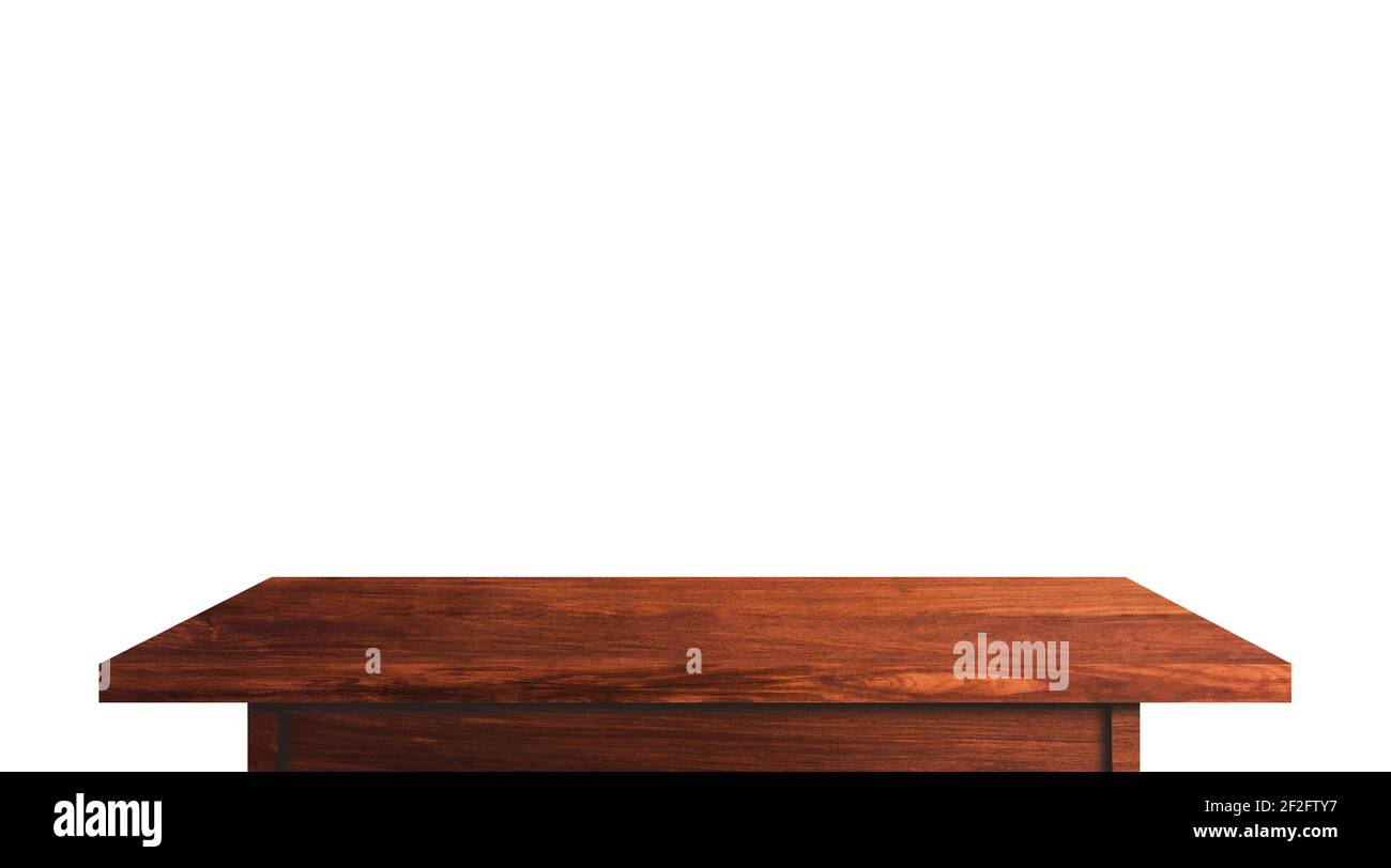Dark wooden table top isolated on white background for your product ...