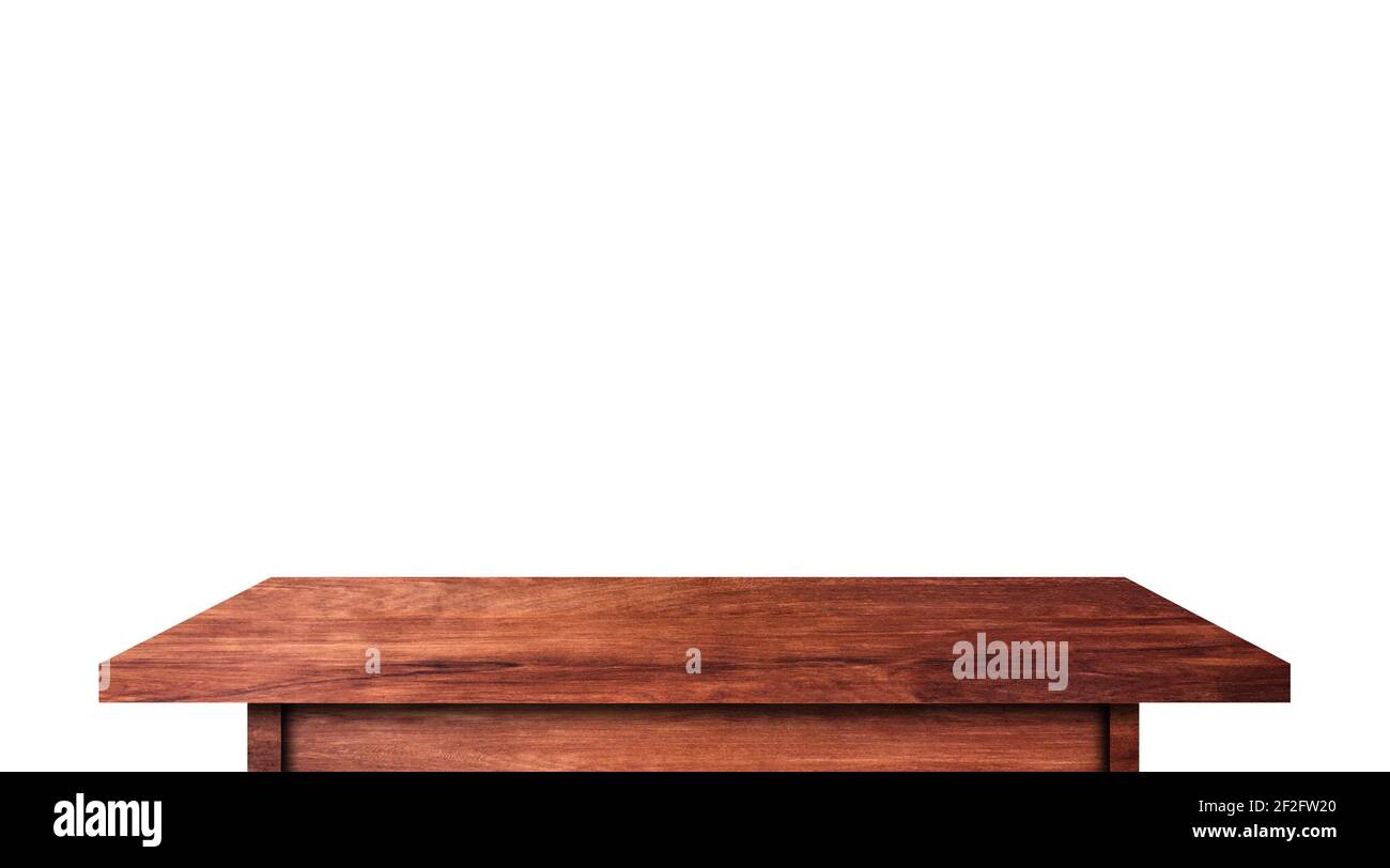 Modern wooden tabletop isolated on white background. Copy space used ...