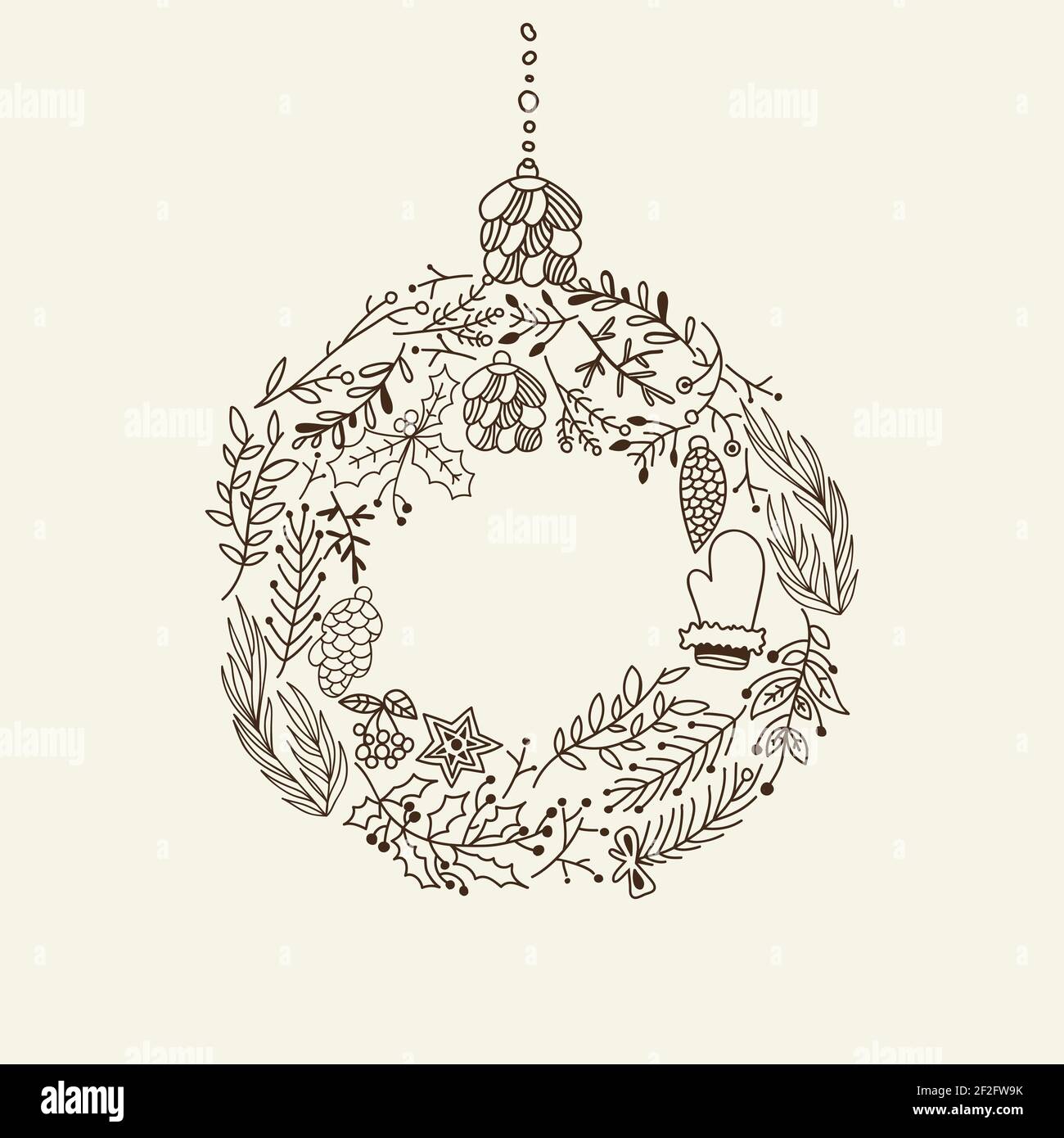 Composition with christmas symbols including garland and other ...