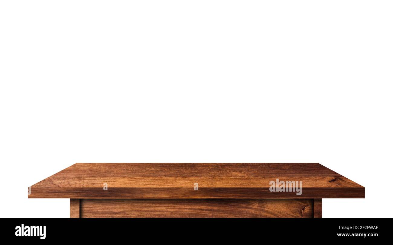 vintage wooden tabletop isolated on white background with clipping path ...
