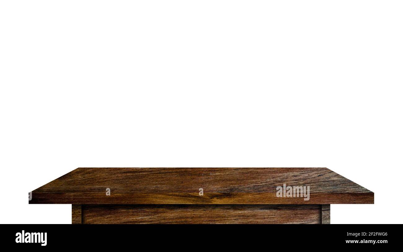 vintage wooden tabletop isolated on white background with clipping path ...