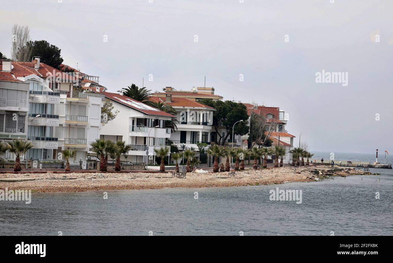Beach on Kinaliada (Kinali Island) at Marmara Sea in Istanbul, Turkey ...