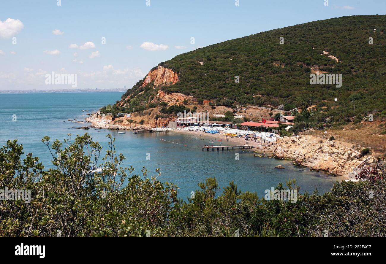 Beach on Kinaliada (Kinali Island) at Marmara Sea in Istanbul, Turkey ...