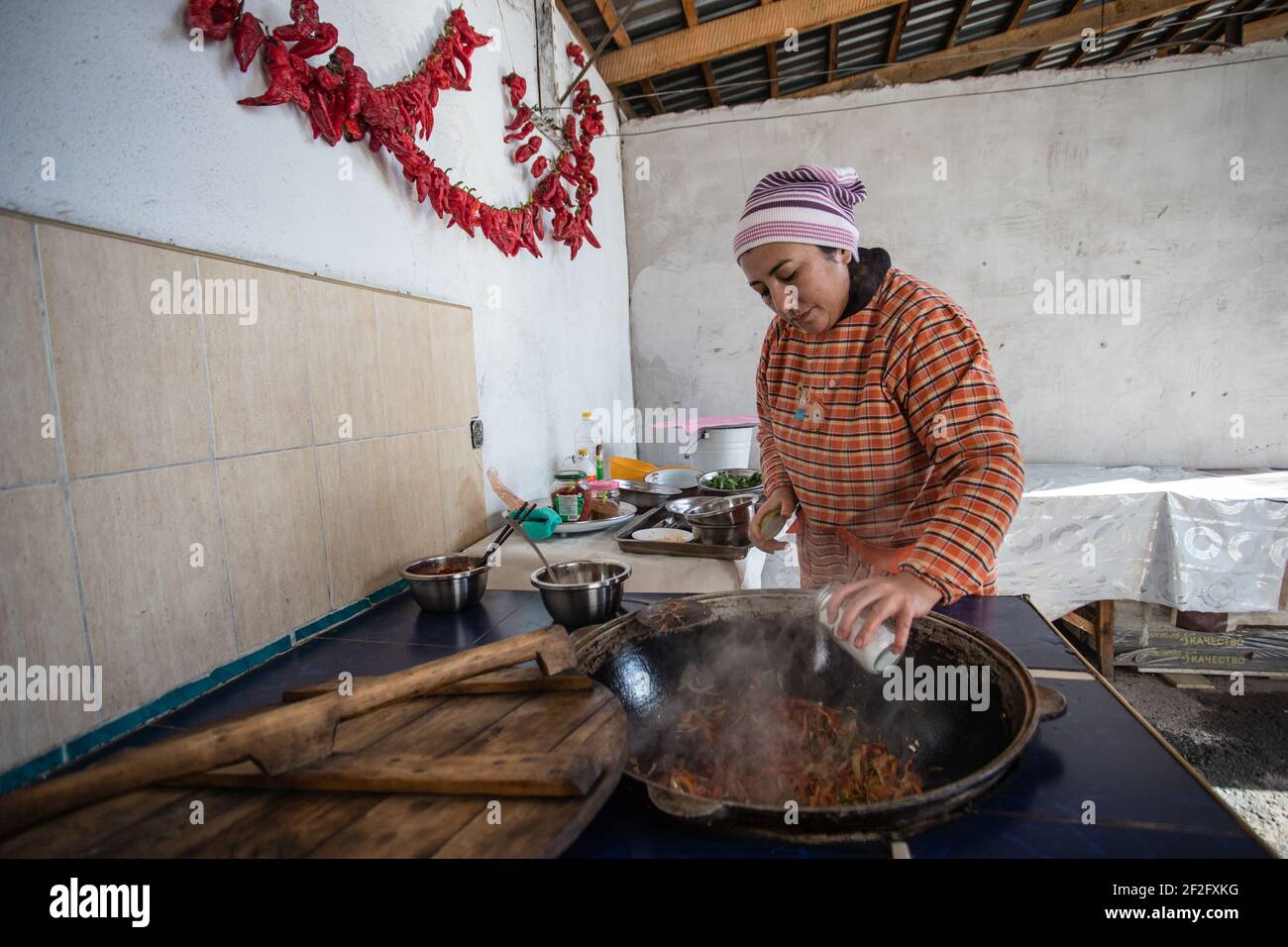 Cooking class of Dungan Cuisine at the Madanur Hotel in the town of ...