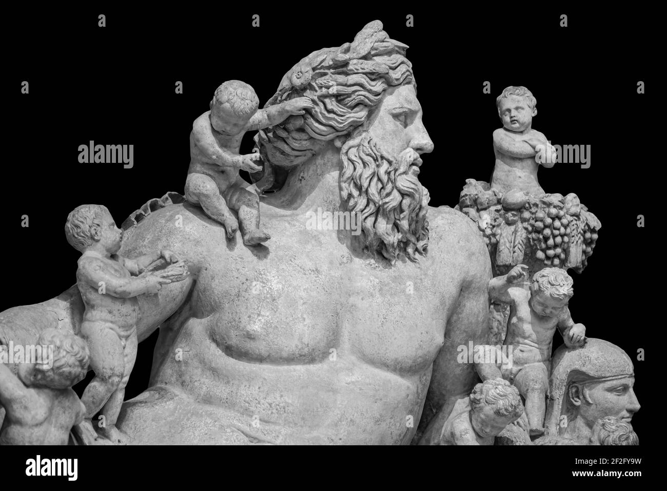 Ancient bust of Nile river god. Head and shoulders detail of the ...