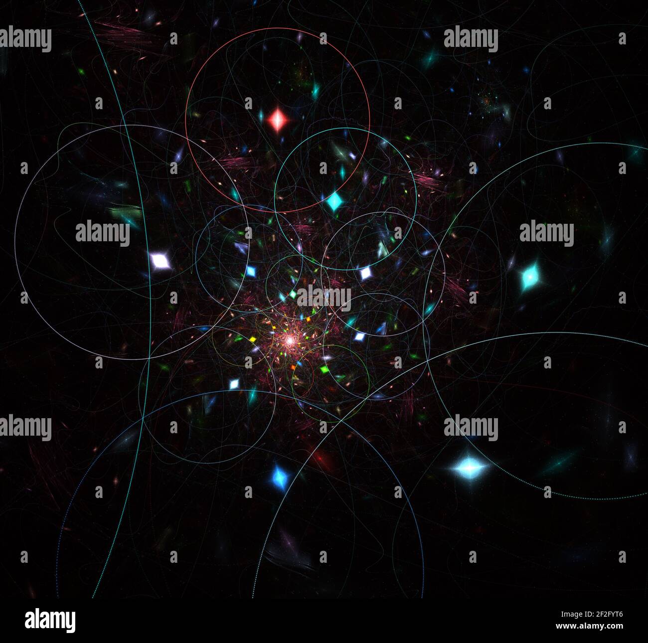 Spirals and circles. Endless and continuous line. String theory ...