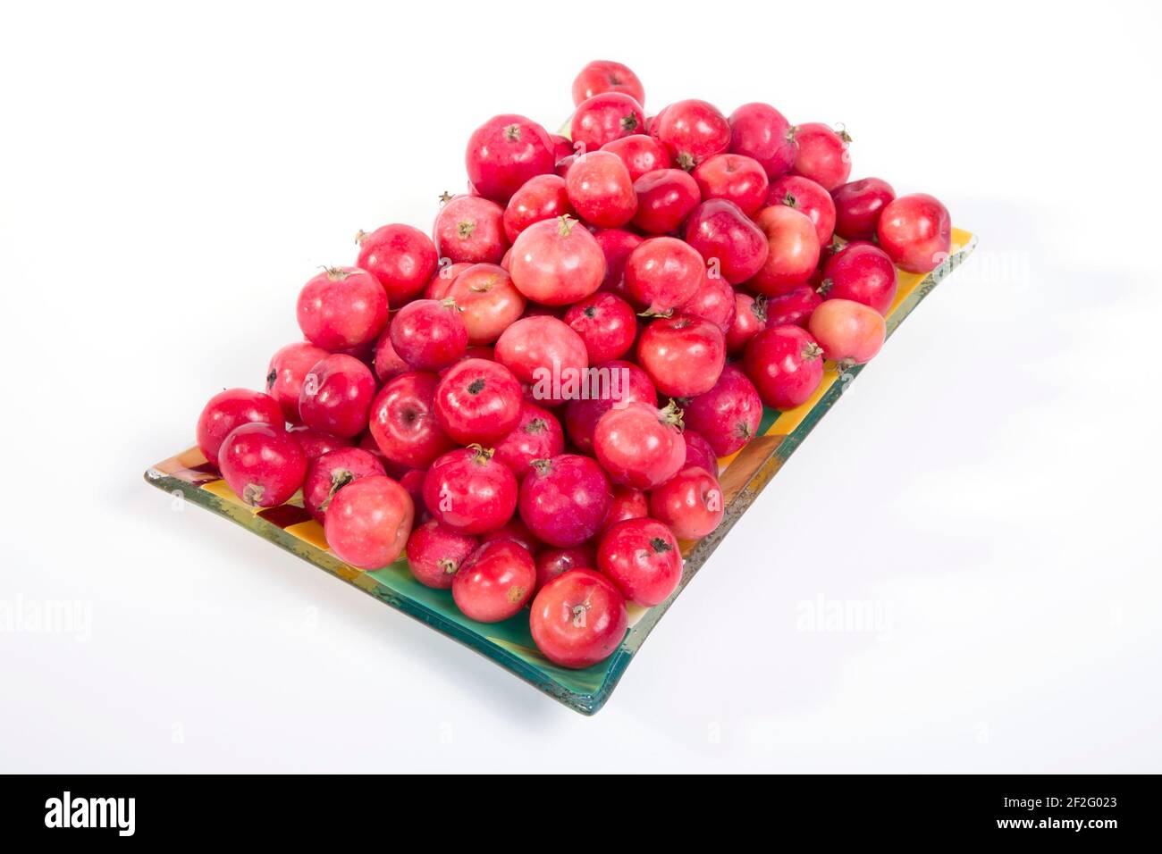 Still-life with fresh small red apples, on white background Stock Photo ...