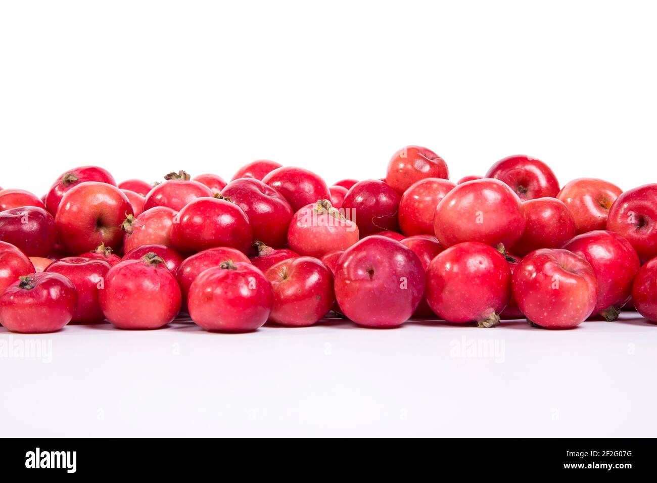 Still-life with fresh small red apples, on white background Stock Photo ...