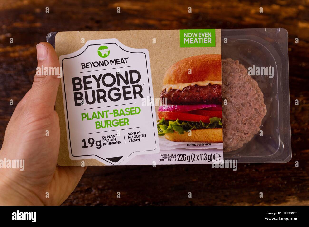 rome, italy - 10 march 2021:hand holding Beyond meat veggie plant-based ...