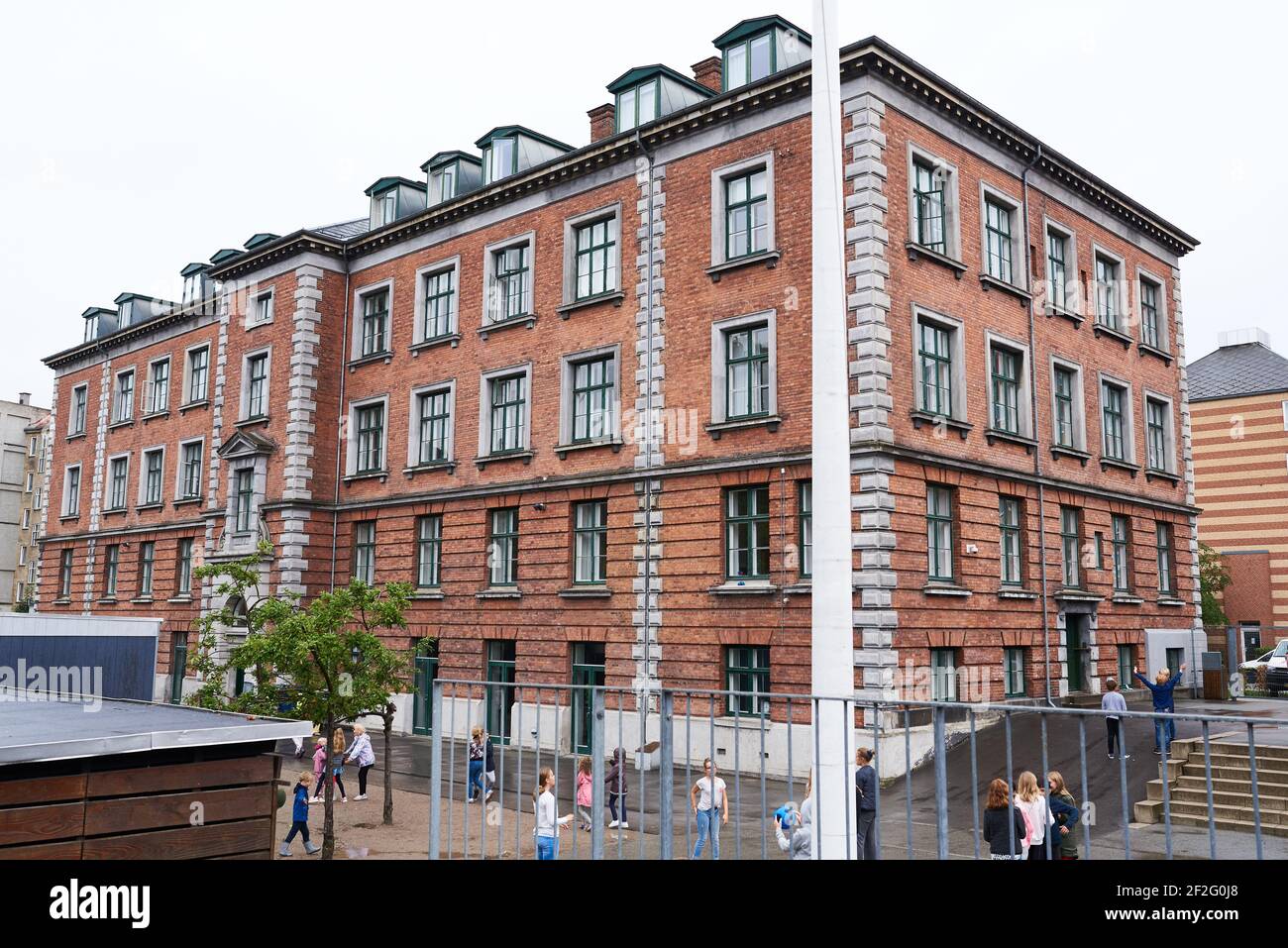 Kids having break and playing outdoors at school Stock Photo - Alamy