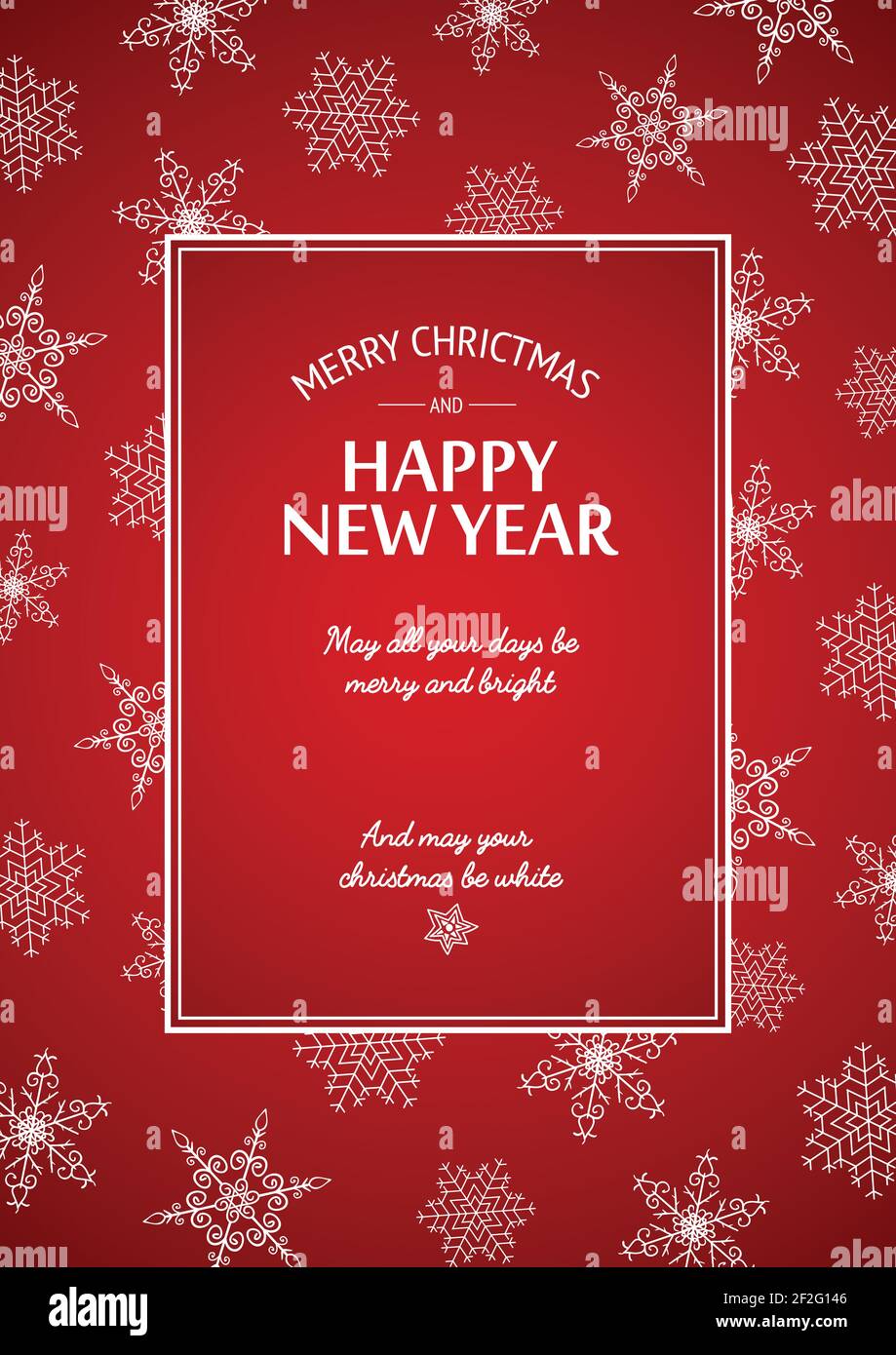 Merry Christmas greeting template with calligraphic inscription in ...