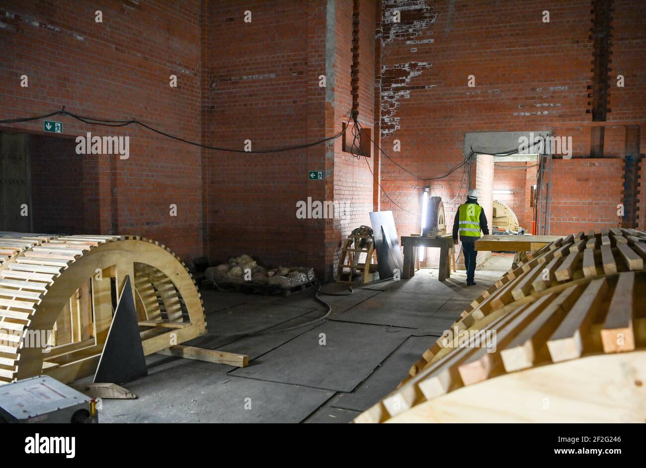 Potsdam, Germany. 12th Mar, 2021. The construction site in the interior ...
