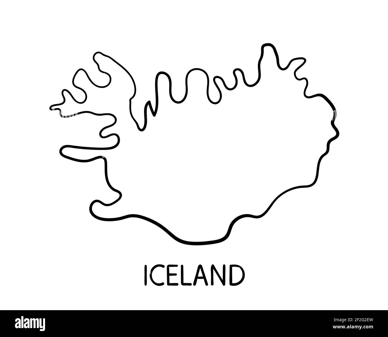 Iceland Map - Hand Drawn Illustration Stock Photo - Alamy