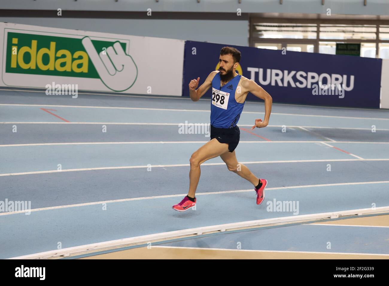 ISTANBUL, TURKEY - JANUARY 31, 2021: Undefined athlete running during ...