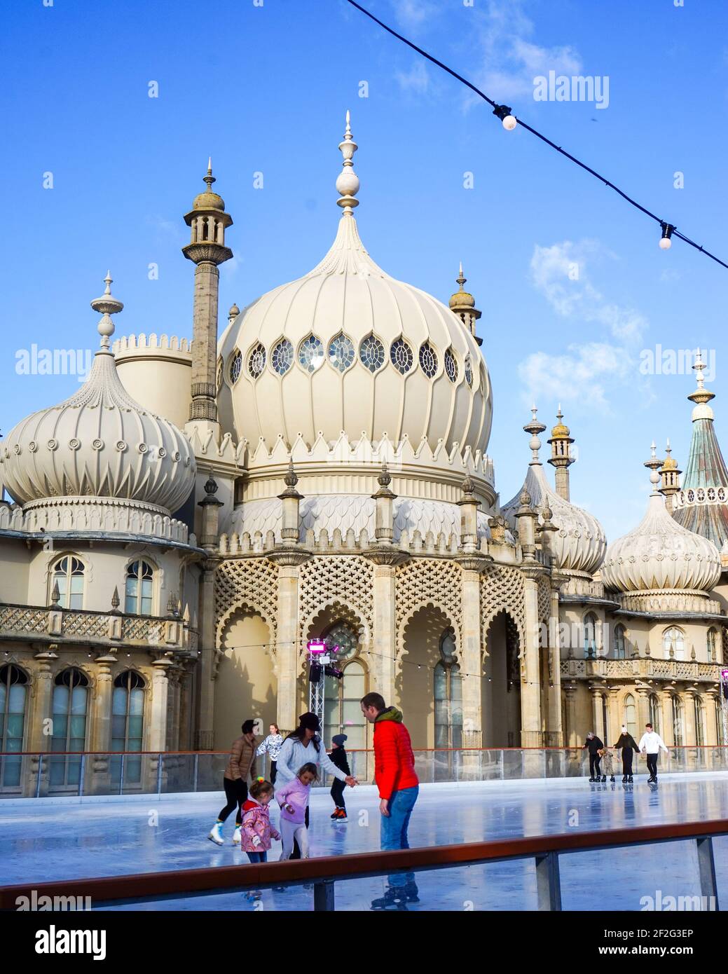 Ice skating rink at Royal pavilion, Brighton in winter, Grade I listed ...