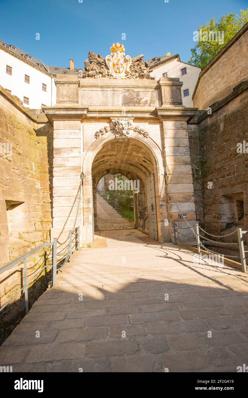 Gate of Fortress of Königstein, Saxon Switzerland, Germany Stock Photo ...