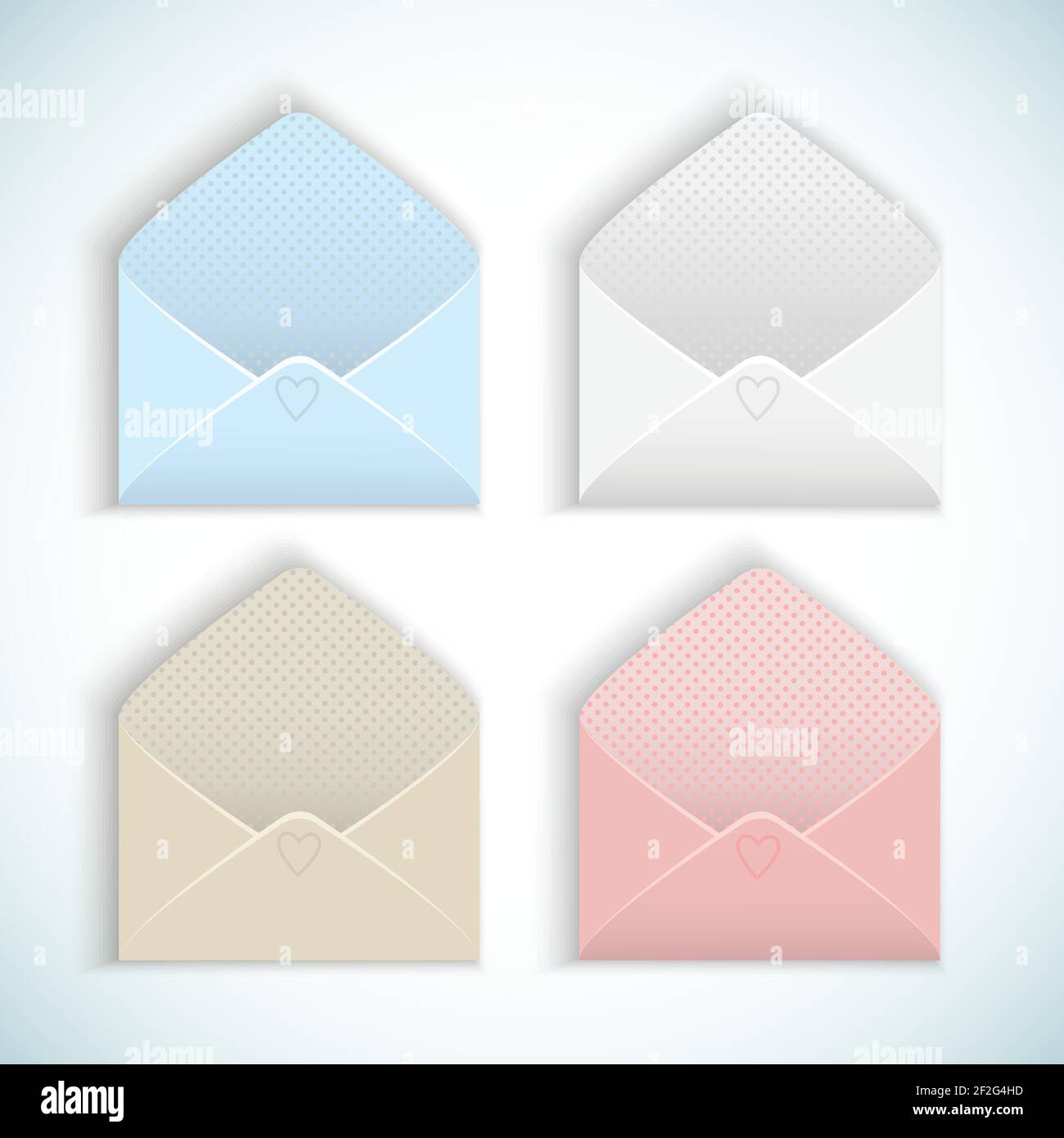 Cute design empty valentines day opened envelopes in pastel colors for ...