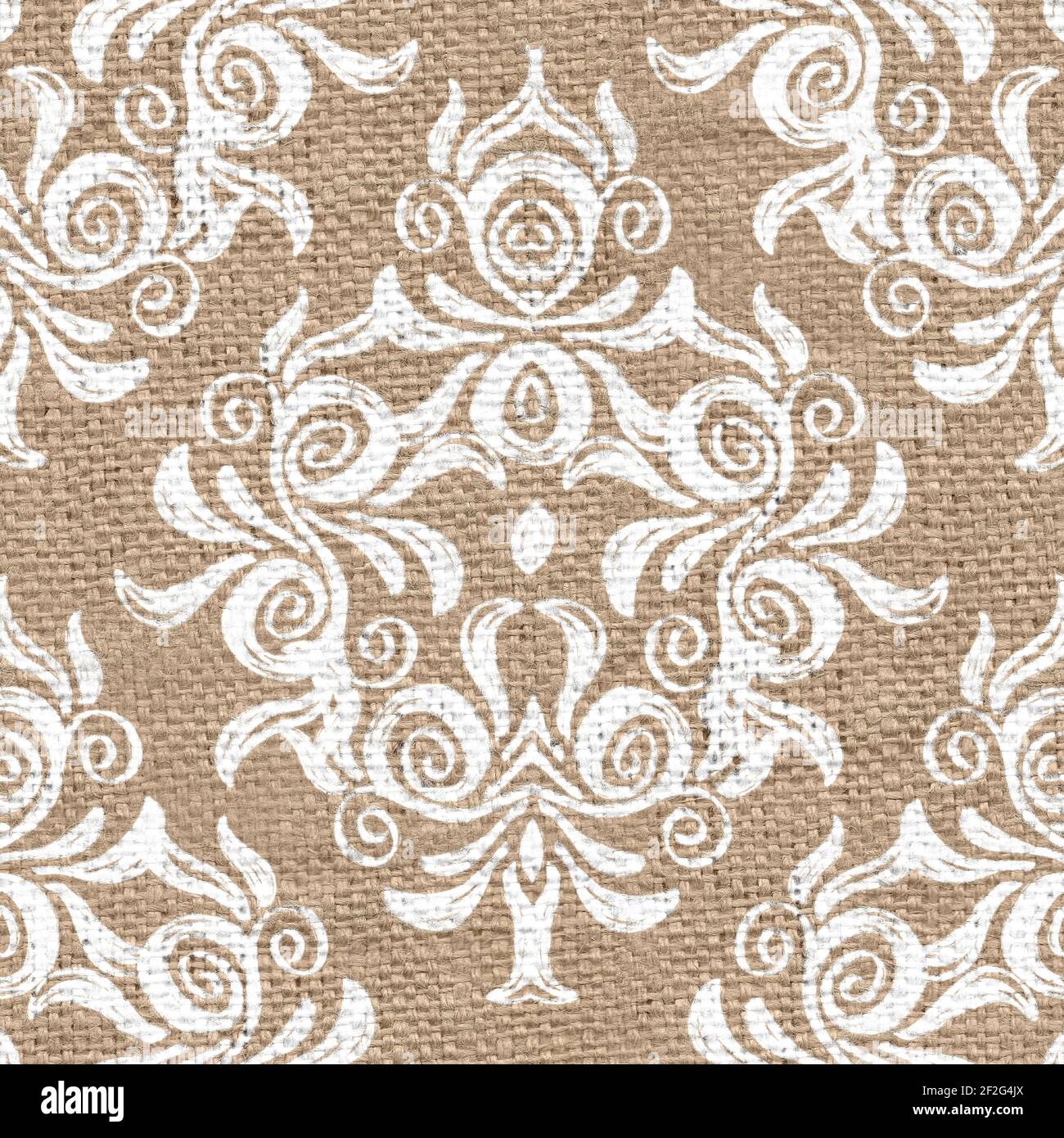 Seamless burlap with white paint pattern overlay Stock Photo - Alamy