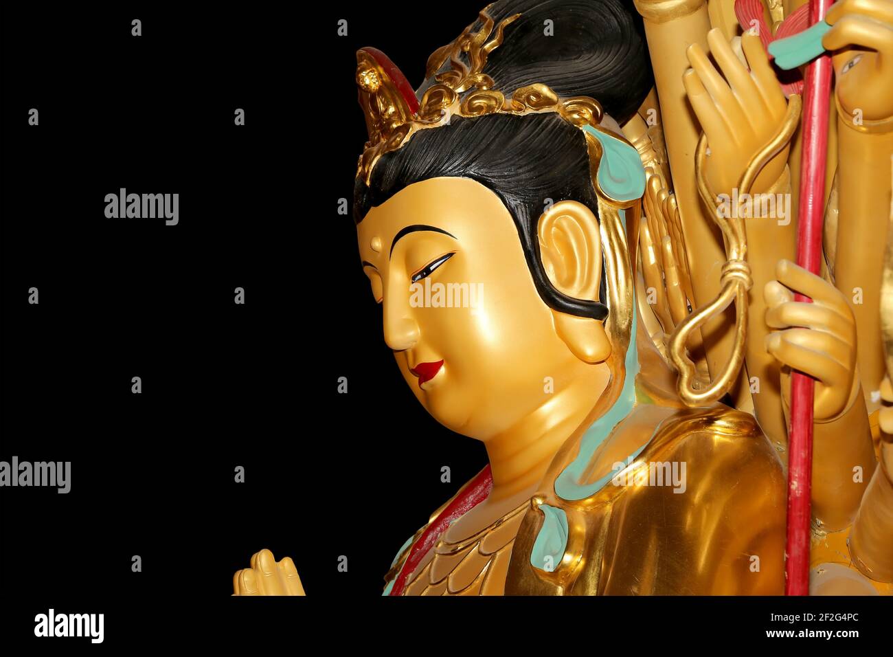 Buddhist Temple. Golden statue of Buddha-- southern Xian (Sian, Xi'an ...