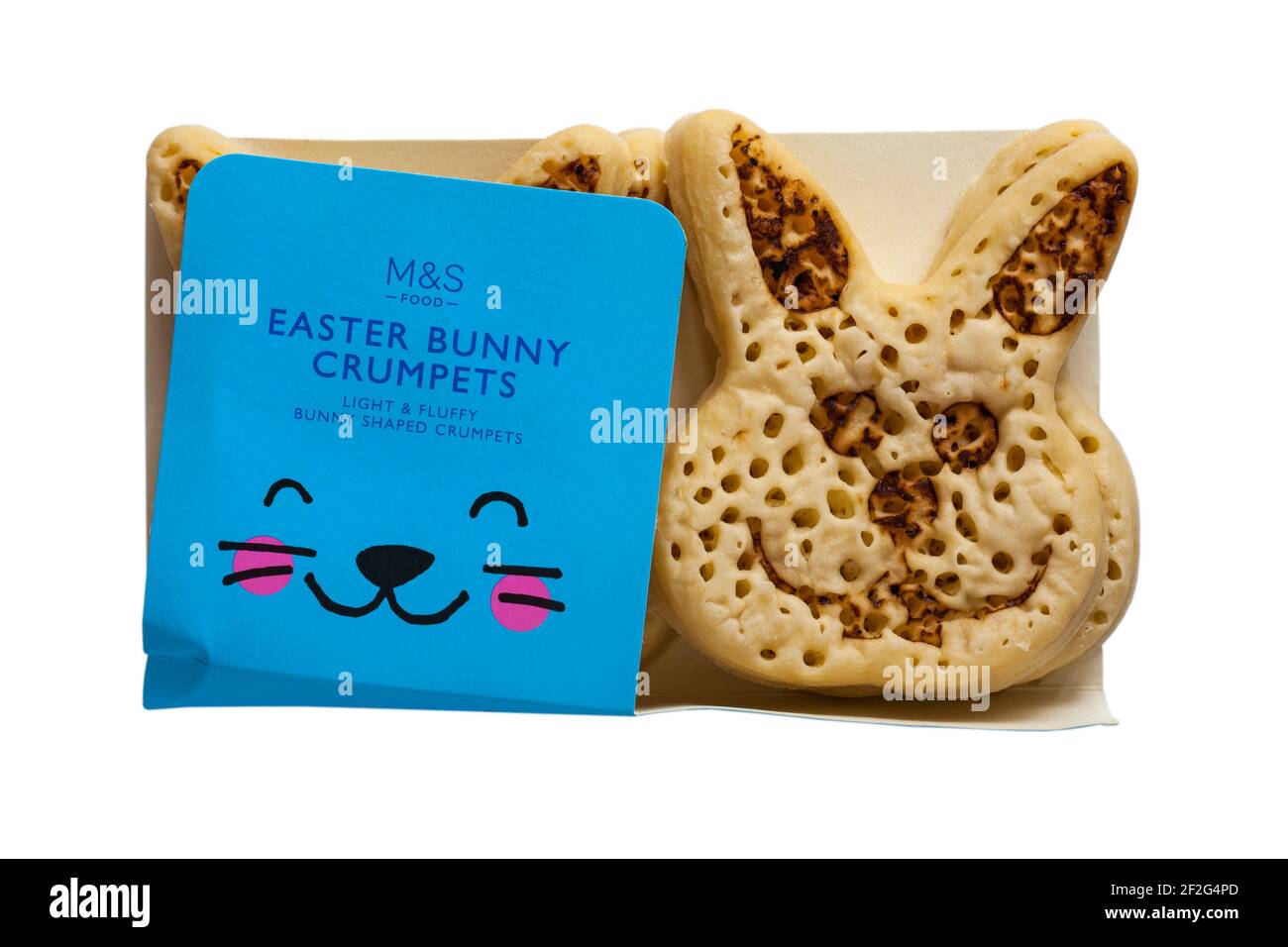 Pack of M&S Easter Bunny Crumpets isolated on white background Stock ...