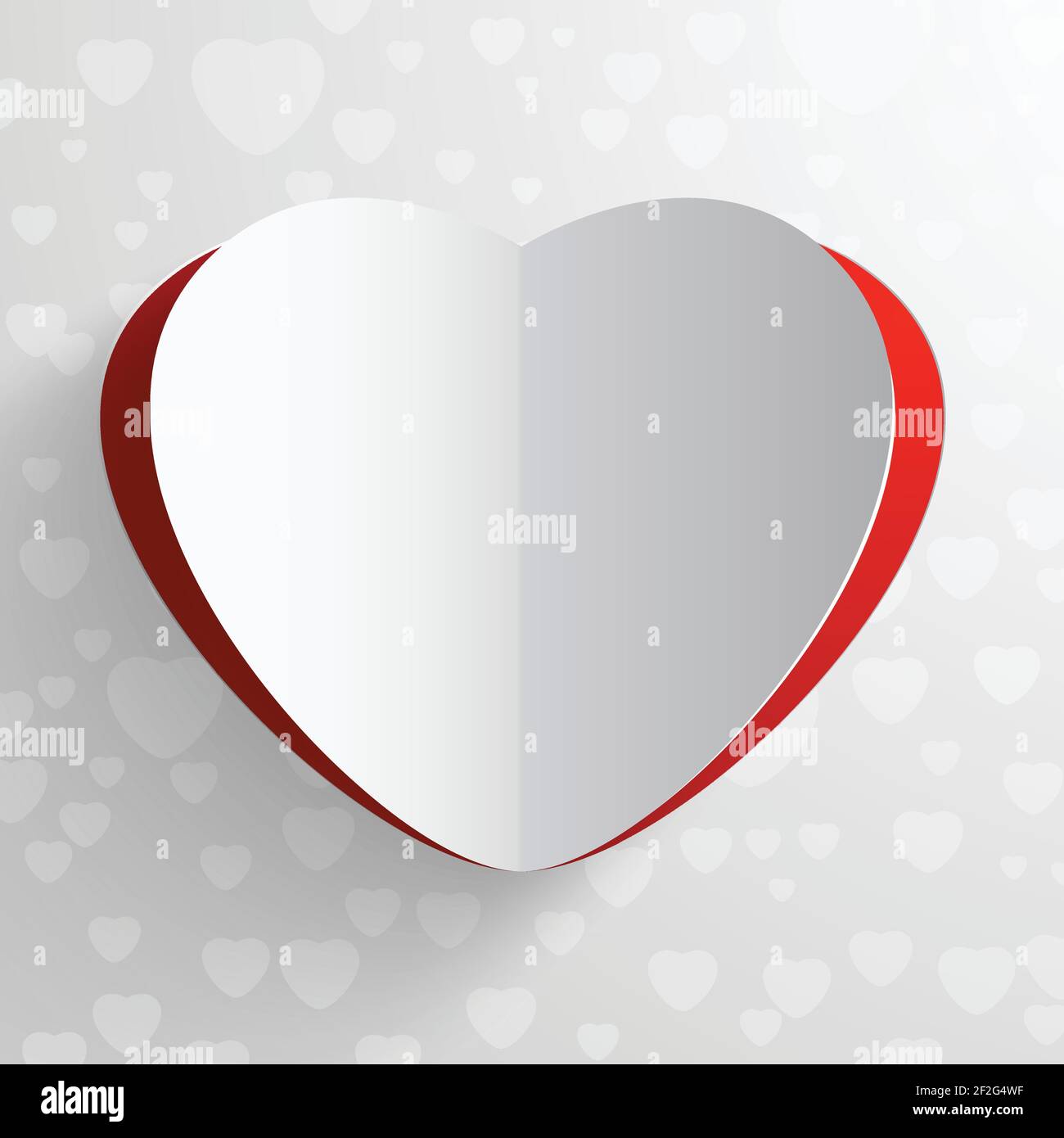 Paper red and white valentines day card in form of heart on romantic ...