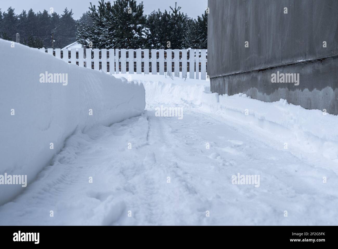 Record level of snowfall in winter. Large high level of snow Stock ...