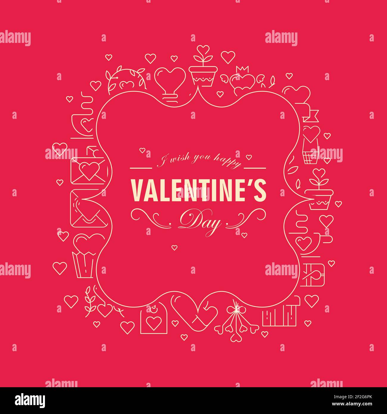 Original red and white colored frame card with many small hearts ...