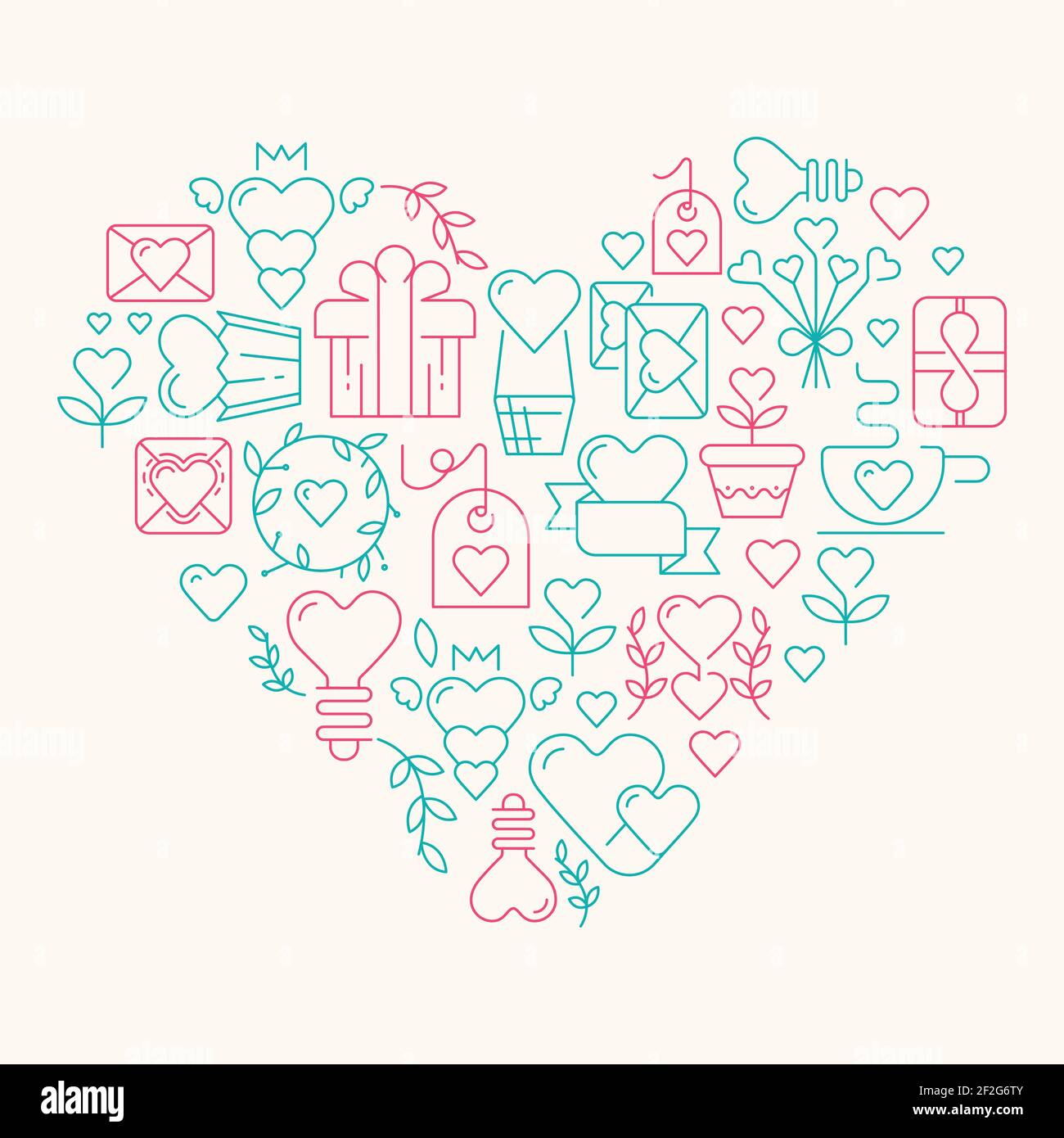 Love poster template in the gigantic heart with many beautiful images ...