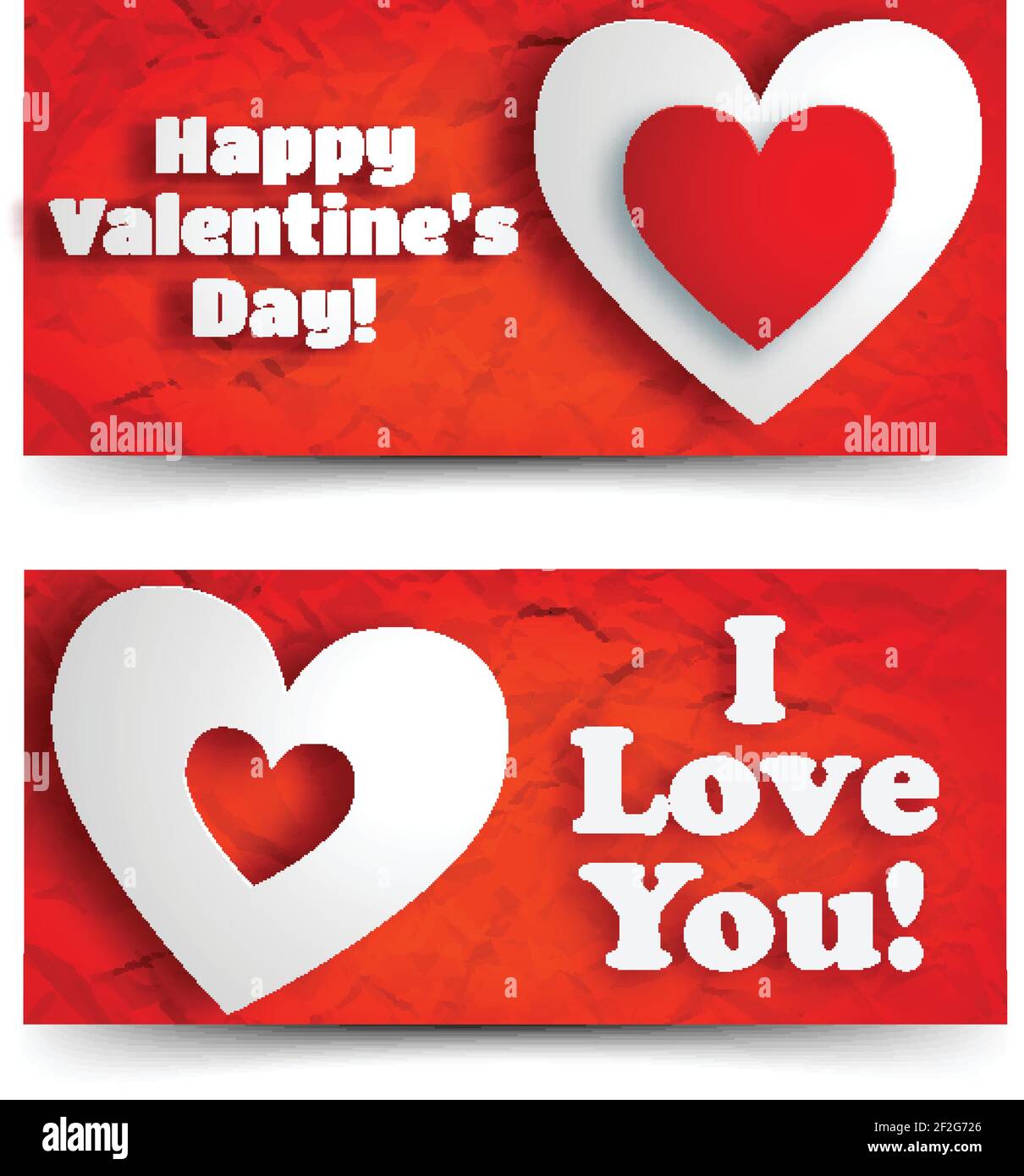 Abstract romantic horizontal banners with greeting text and white ...