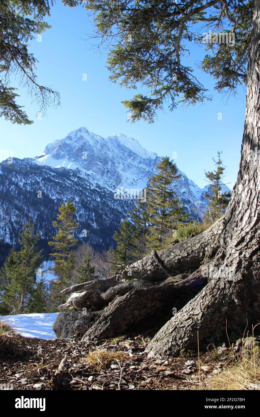 Winter hike in Mittenwald, Europe, Germany, Bavaria, Upper Bavaria ...