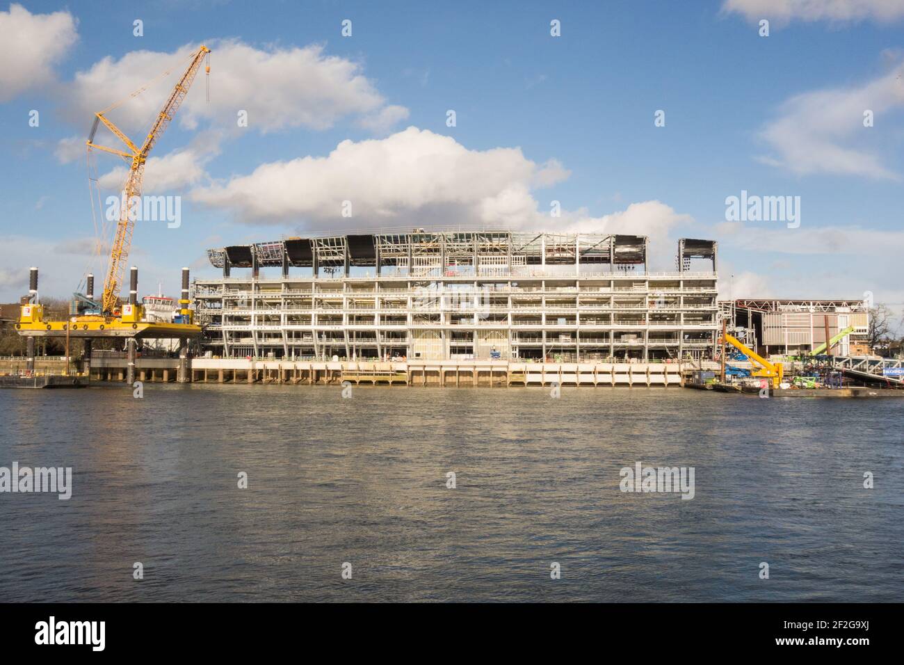 Fulham Football Club's new Riverside Stand under construction on the ...
