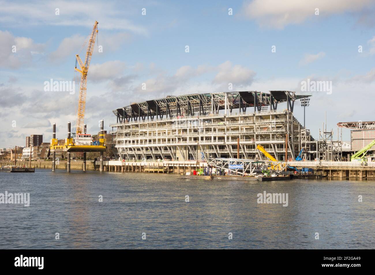 Fulham Football Club's new Riverside Stand under construction on the ...
