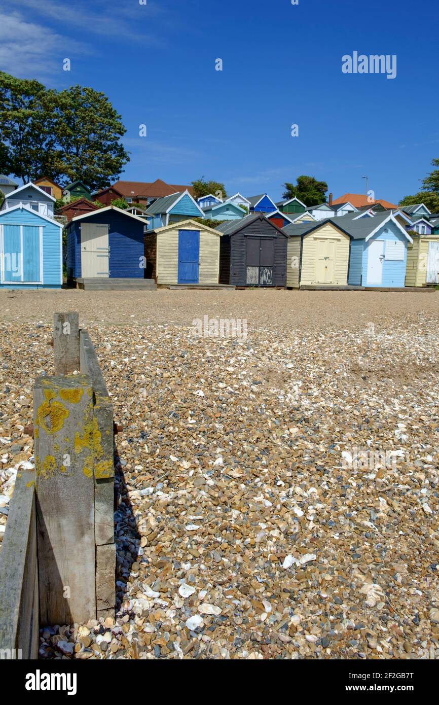 Beach Huts on West Mersea Beach Stock Photo - Alamy