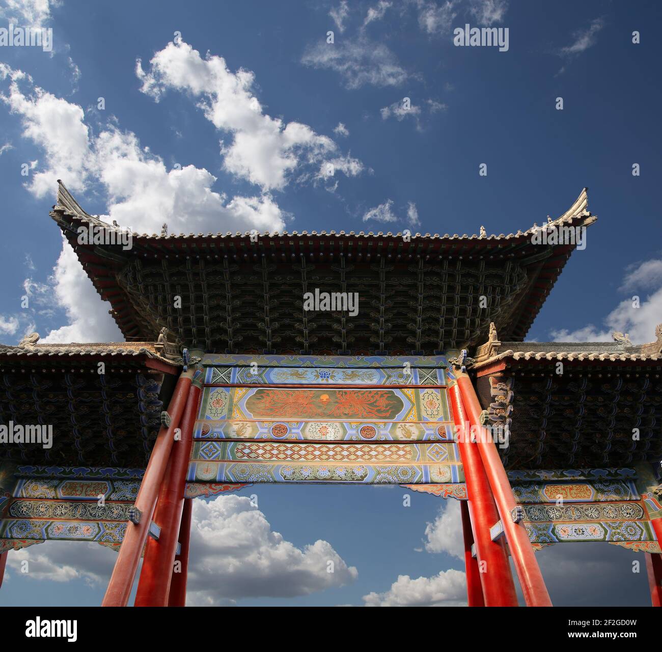 entrance to a Buddhist temple -- Xian (Sian, Xi'an), Shaanxi province ...