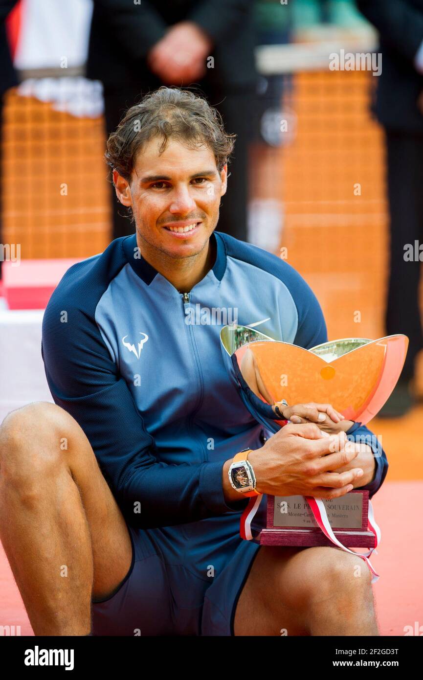 Rafael Nadal (ESP) winner with trophy presented by Prince Albert de ...