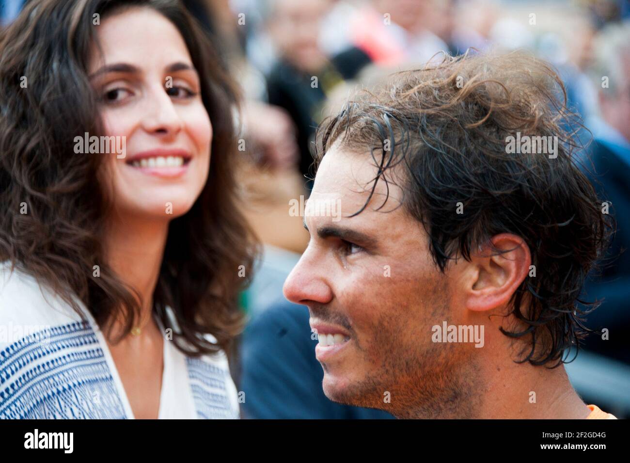 Rafael Nadal (ESP) and his girlfriend after winning during his ATP ...