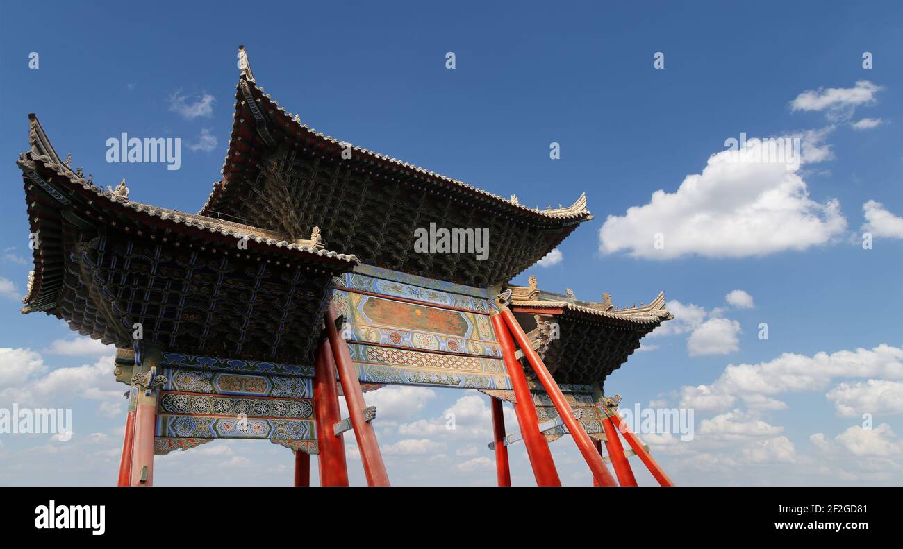 entrance to a Buddhist temple -- Xian (Sian, Xi'an), Shaanxi province ...