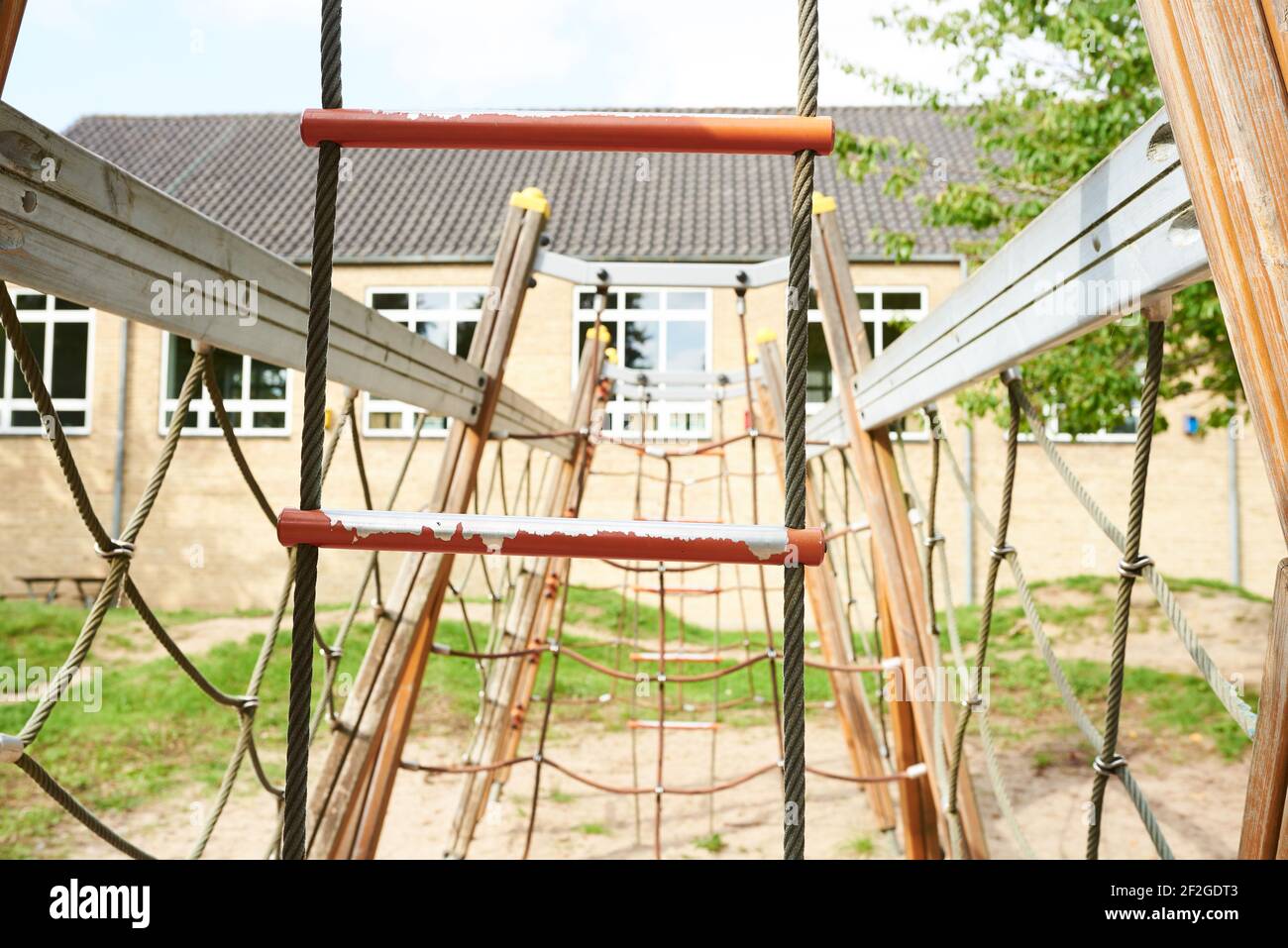 closeup of a metal ladder on a playground Stock Photo - Alamy