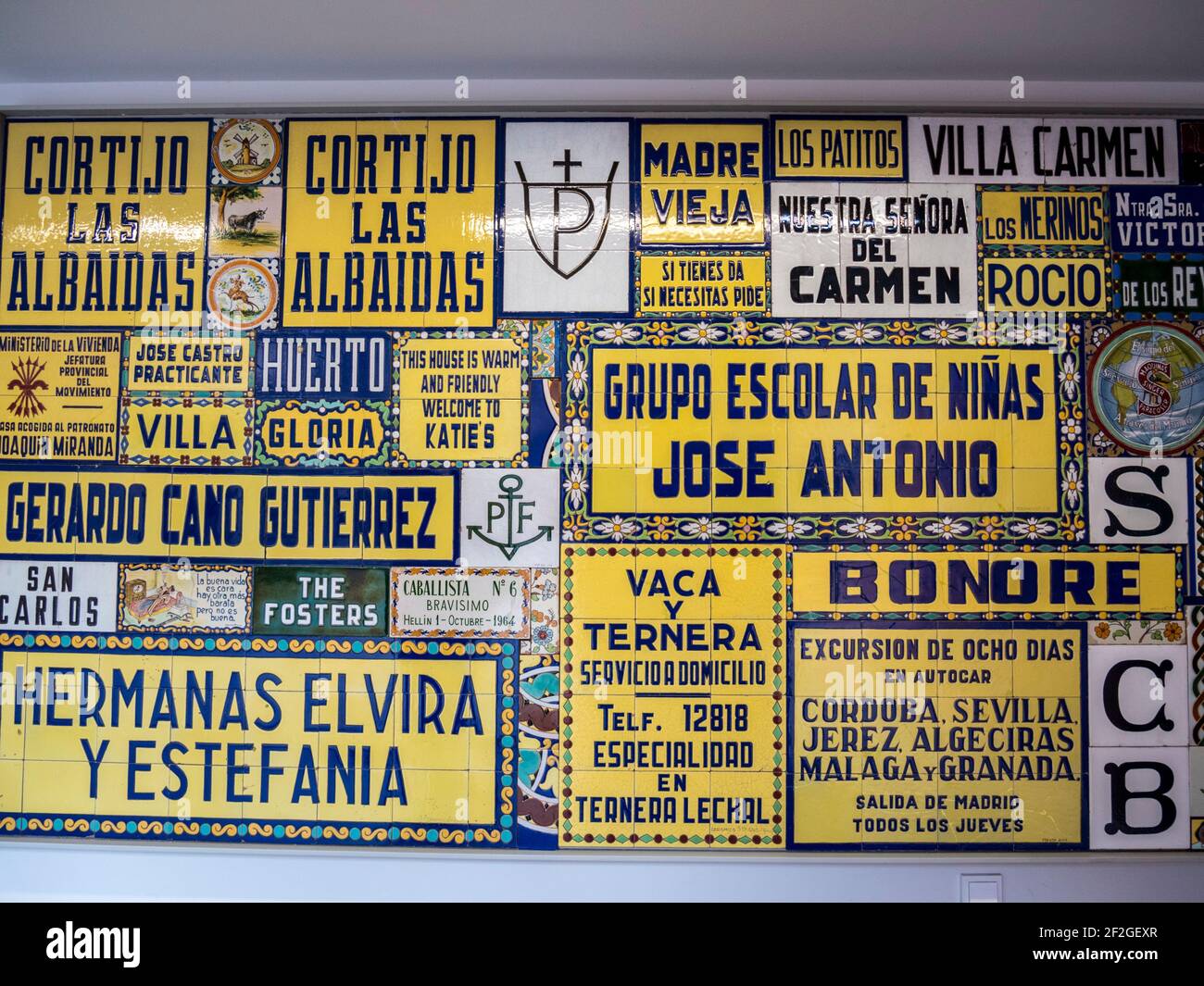 A display of ceramic signs and tiles inside the ceramics museum in ...