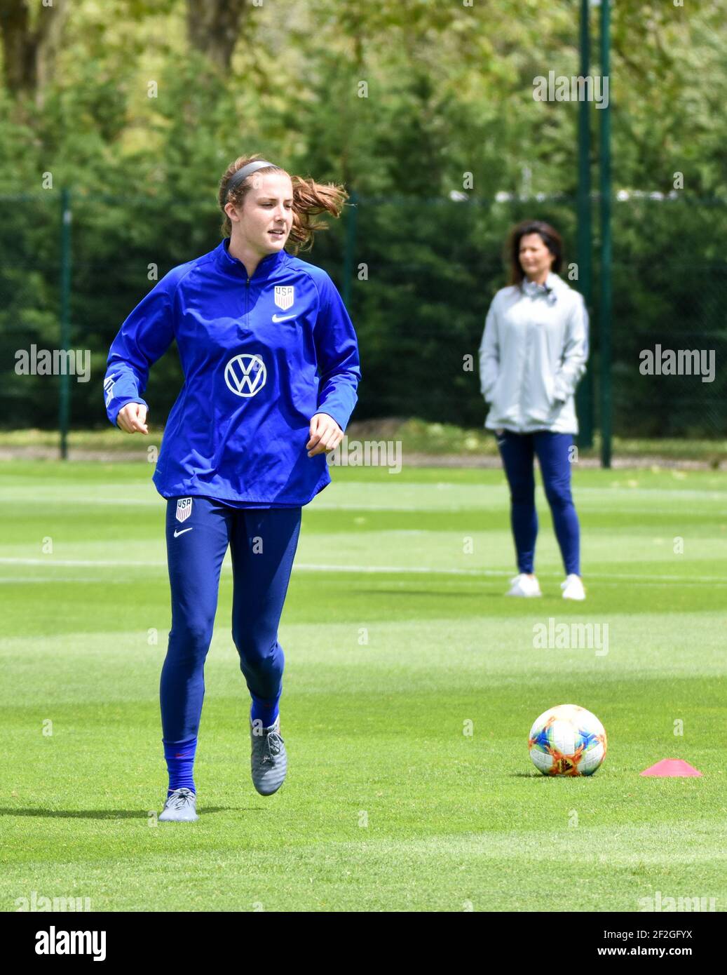 Tierna Davidson of USA controls the ball during the training session of ...