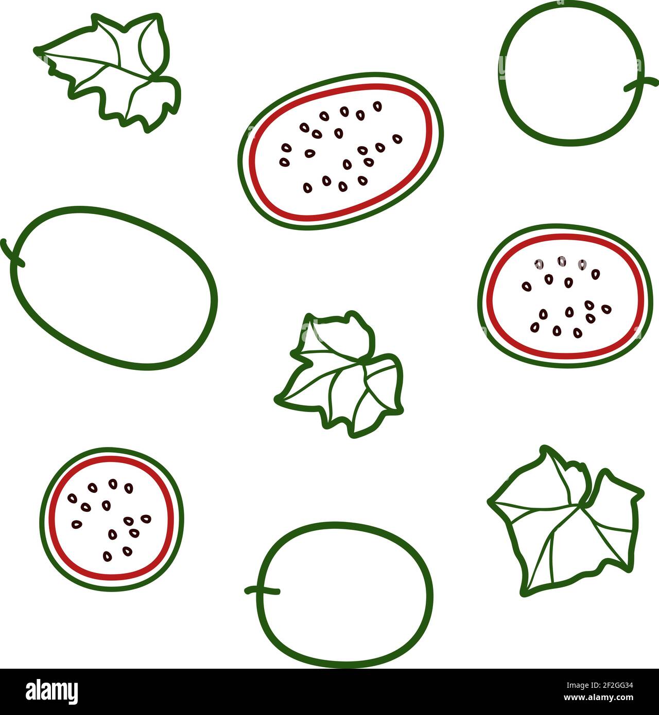 Outline watermelon set - vector illustration Stock Vector Image & Art ...